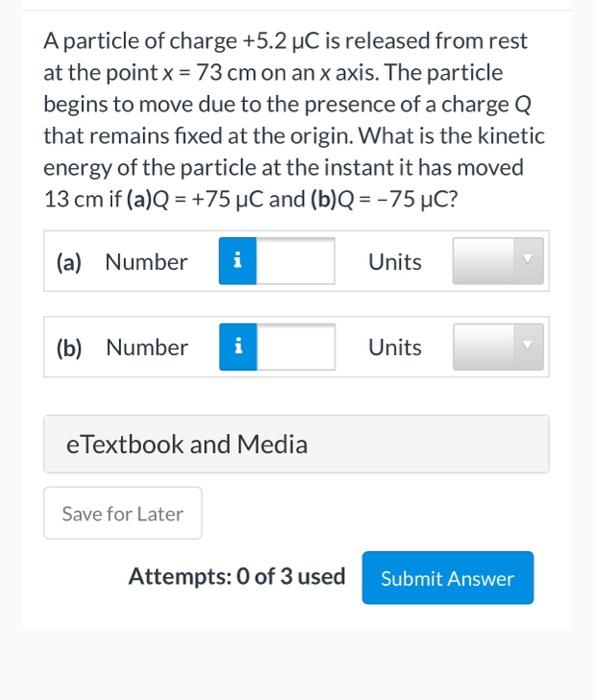 Solved A particle of charge +5.2 uC is released from rest at | Chegg.com