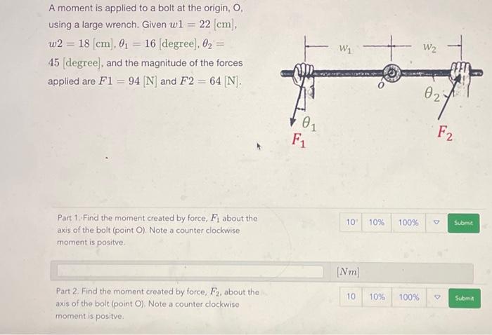 Solved A moment is applied to a bolt at the origin, O, using | Chegg.com