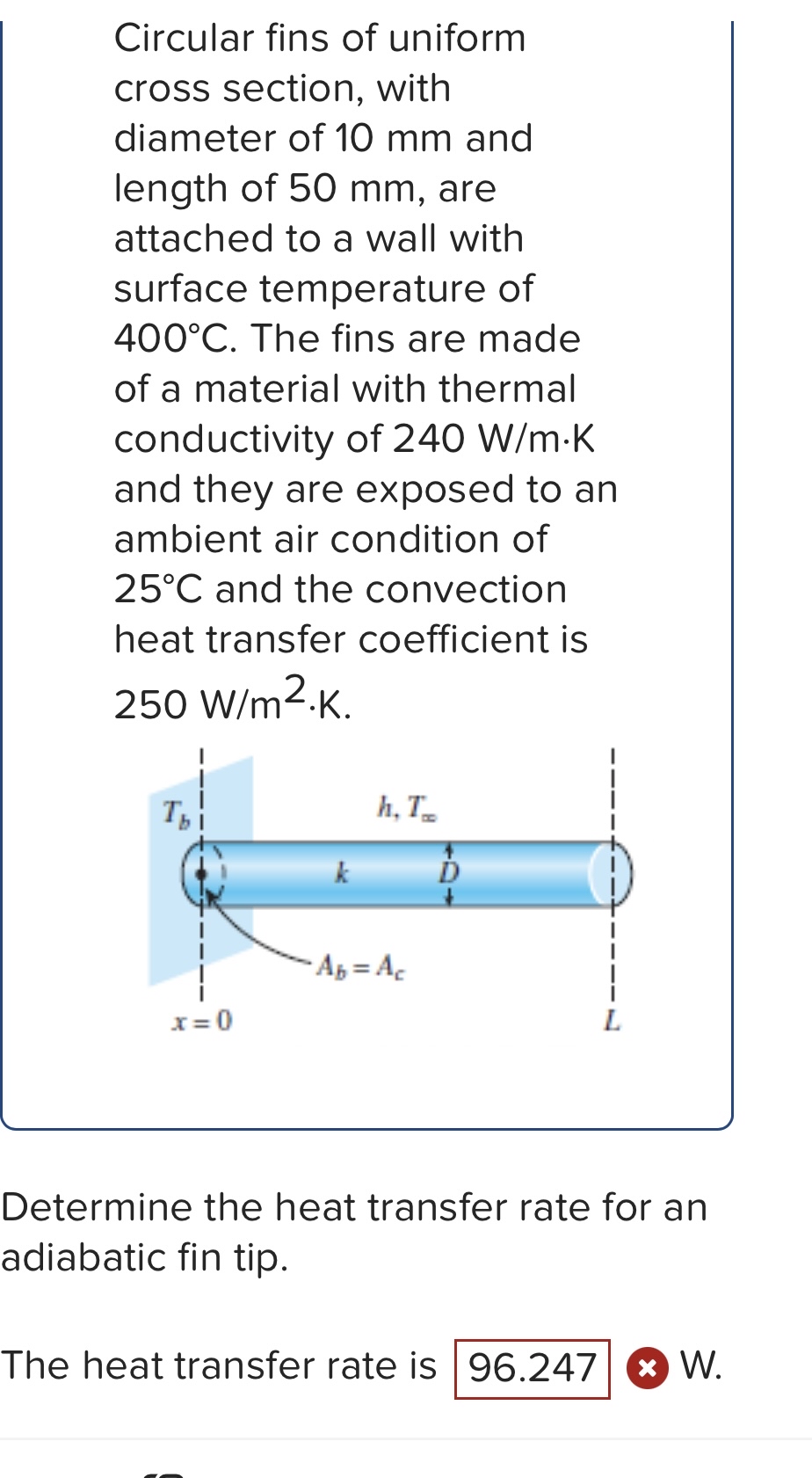 Solved Circular fins of uniform cross section, with diameter | Chegg.com