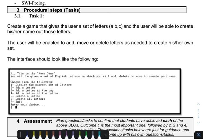 Solved SWI-Prolog 3. Procedural steps (Tasks) 3.1. Task 1: | Chegg.com