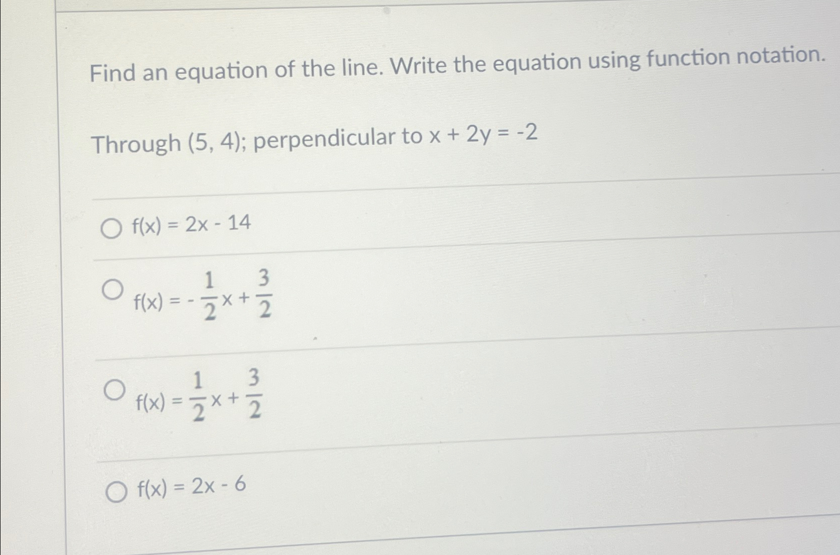 Solved Find an equation of the line. Write the equation | Chegg.com