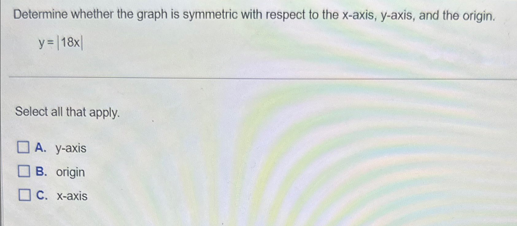 Solved Determine whether the graph is symmetric with respect | Chegg.com