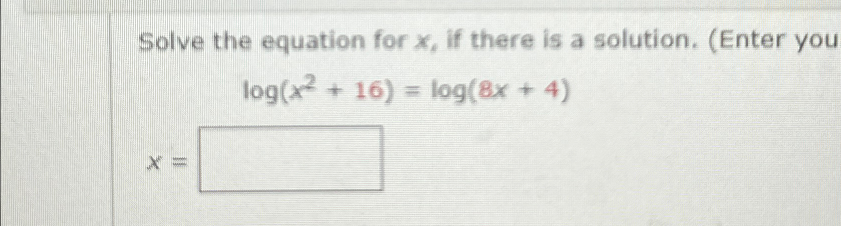 Solved Solve the equation for x, if , ﻿there is a solution. | Chegg.com