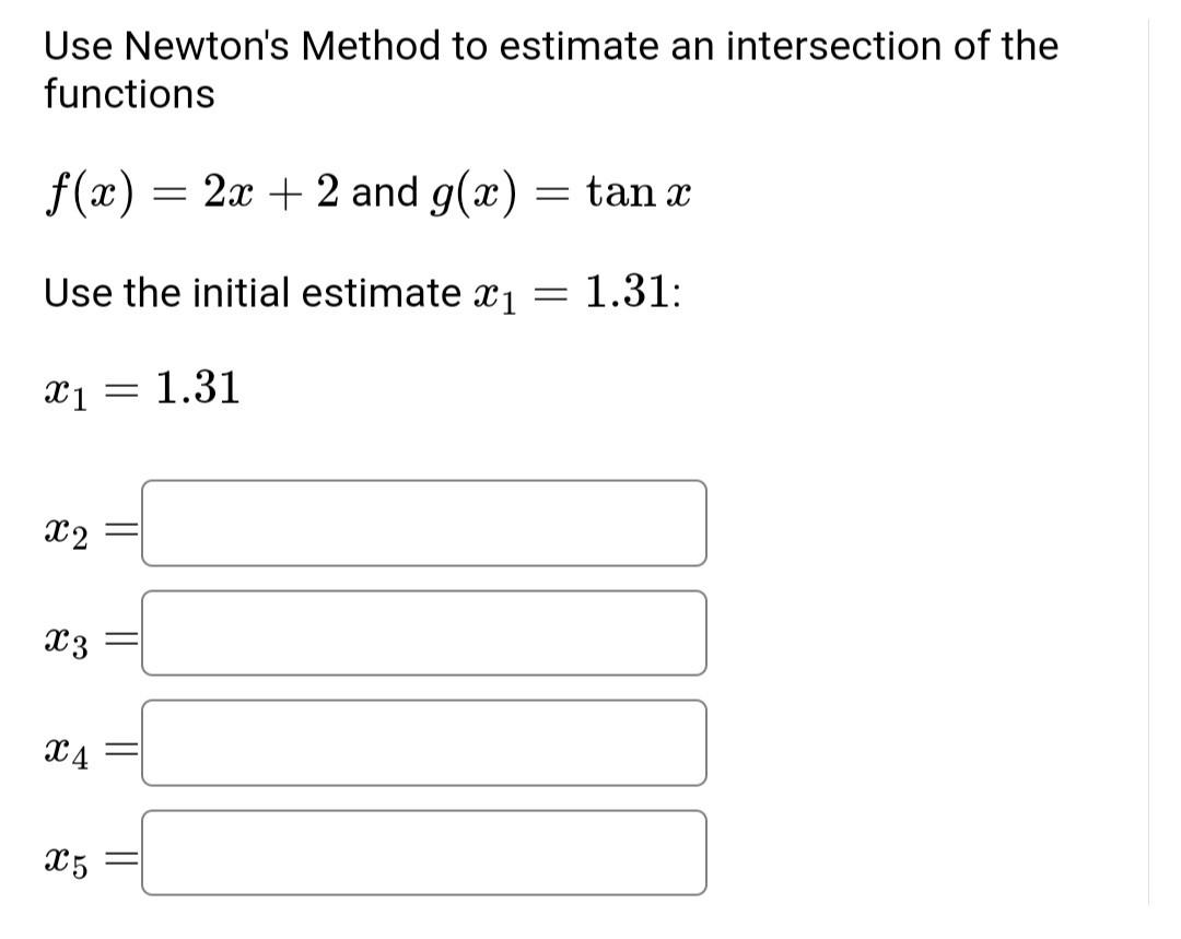 Solved Use Newton's Method to estimate an intersection of | Chegg.com