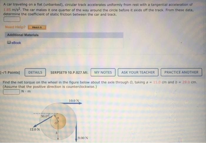 Solved A car traveling on a flat (unbanked), circular track | Chegg.com