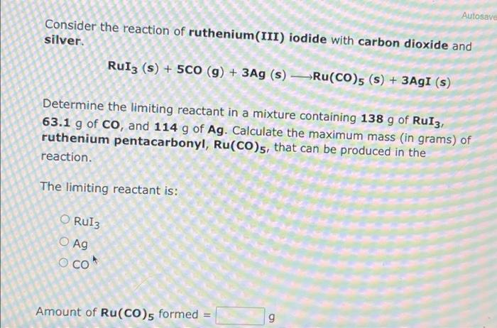 Solved GRADE Close Problem Identify limiting reactants (mole | Chegg.com