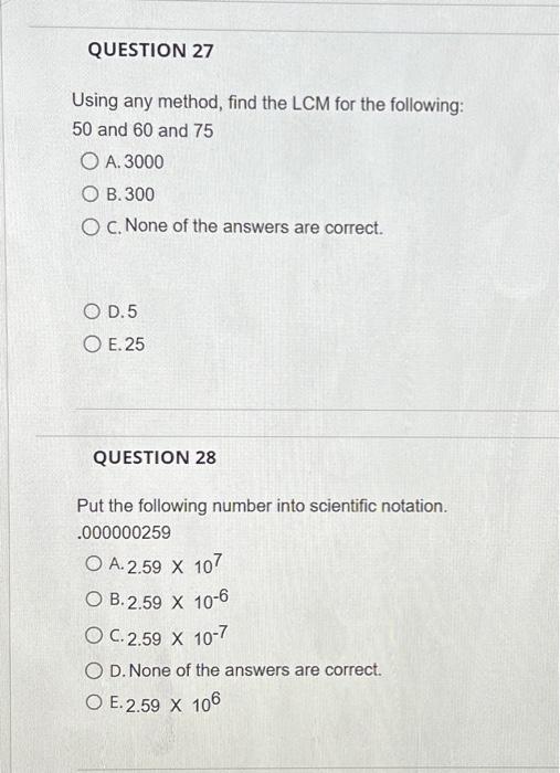 Solved Using any method, find the LCM for the following: 50 | Chegg.com