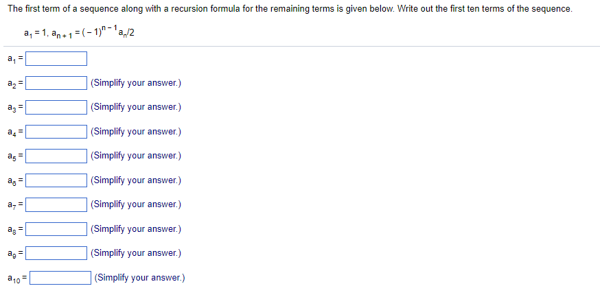 Solved The First Term Of A Sequence Along With A Recursion 