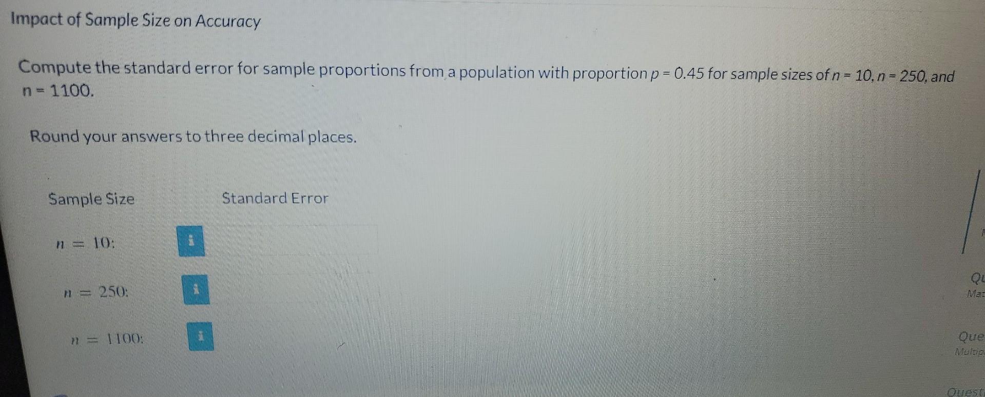 Solved Compute the standard error for sample proportions | Chegg.com