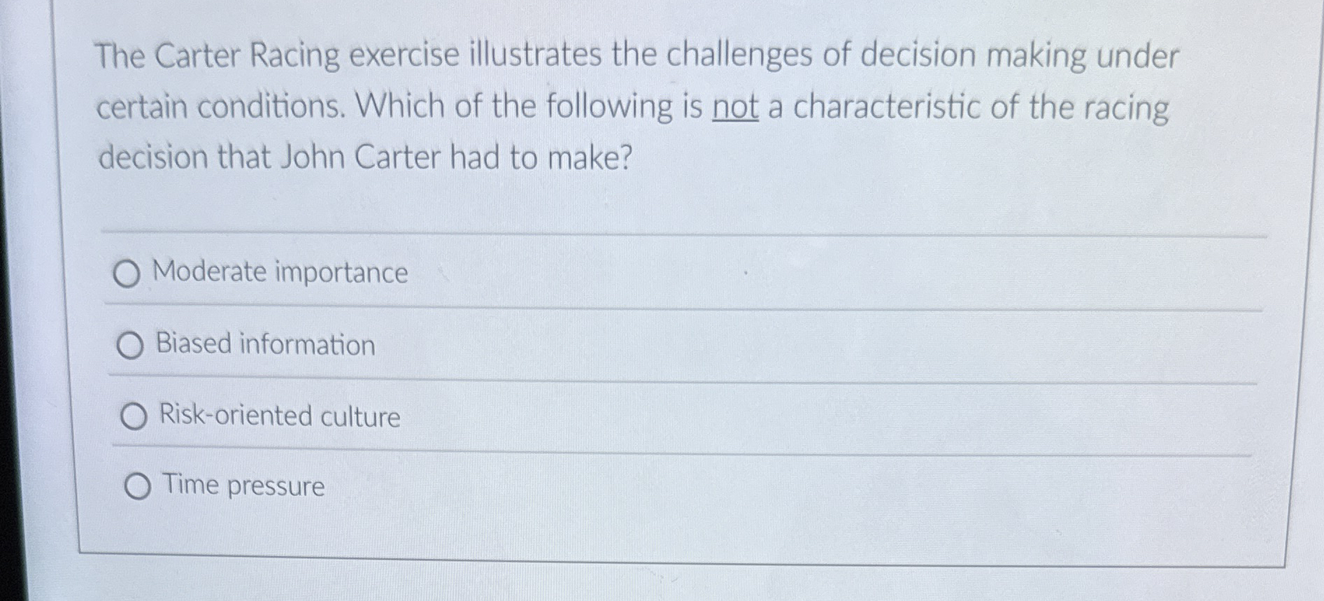 Solved The Carter Racing exercise illustrates the challenges | Chegg.com