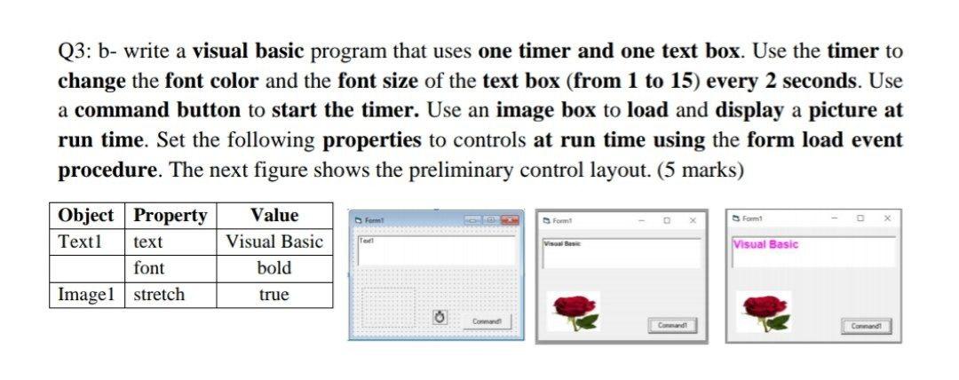 Q3: b-write a visual basic program that uses one | Chegg.com