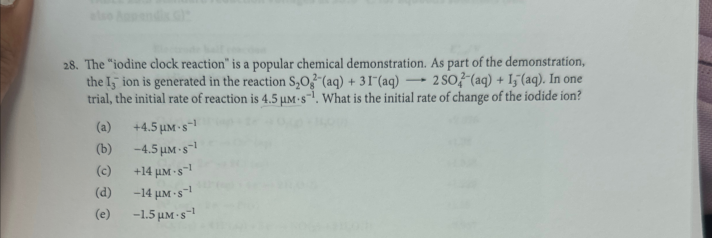 Solved The "iodine clock reaction" is a popular chemical | Chegg.com