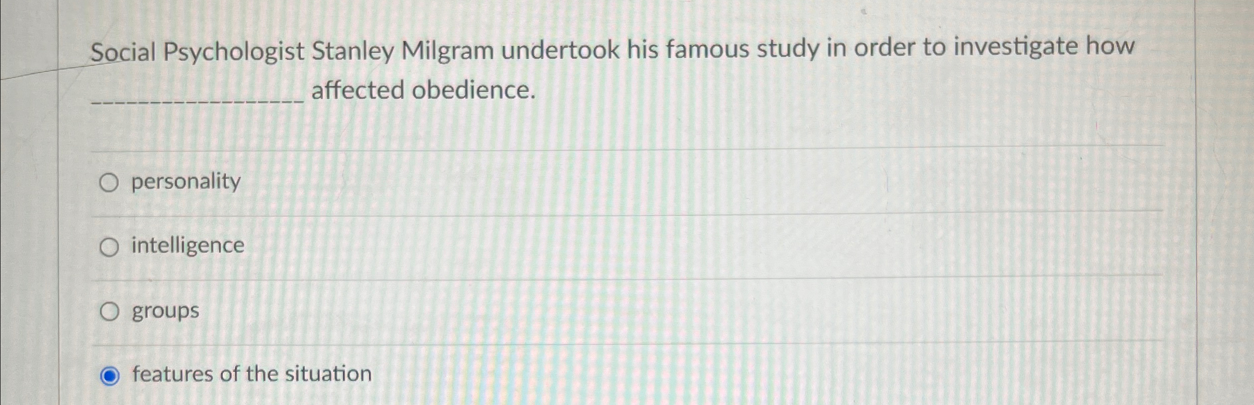 Solved Social Psychologist Stanley Milgram undertook his | Chegg.com