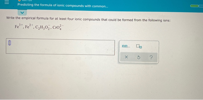 Solved = Predicting the formula of ionic compounds with | Chegg.com