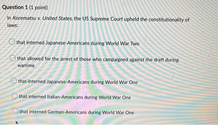 In Korematsu v. United States, the US Supreme Court | Chegg.com