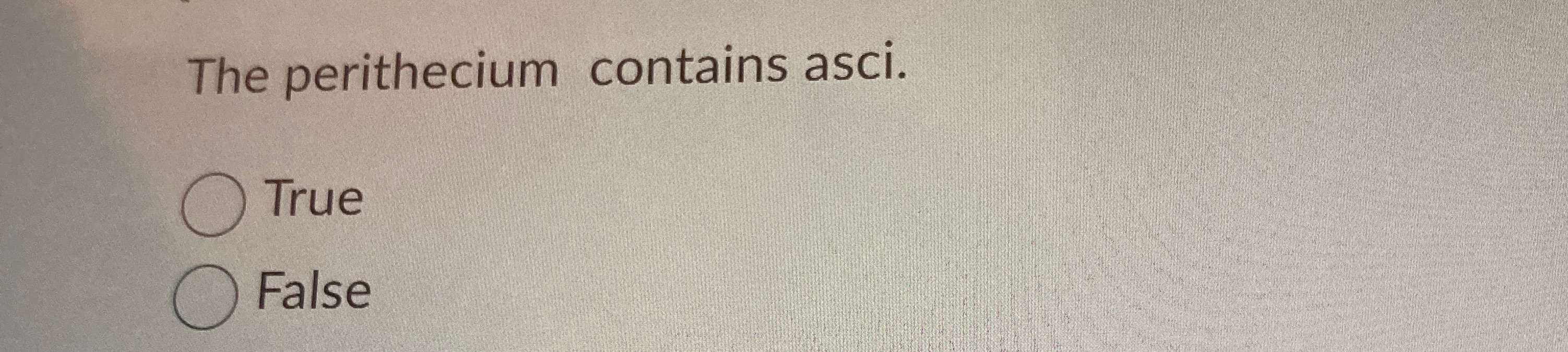 Solved The perithecium contains asci.TrueFalse | Chegg.com