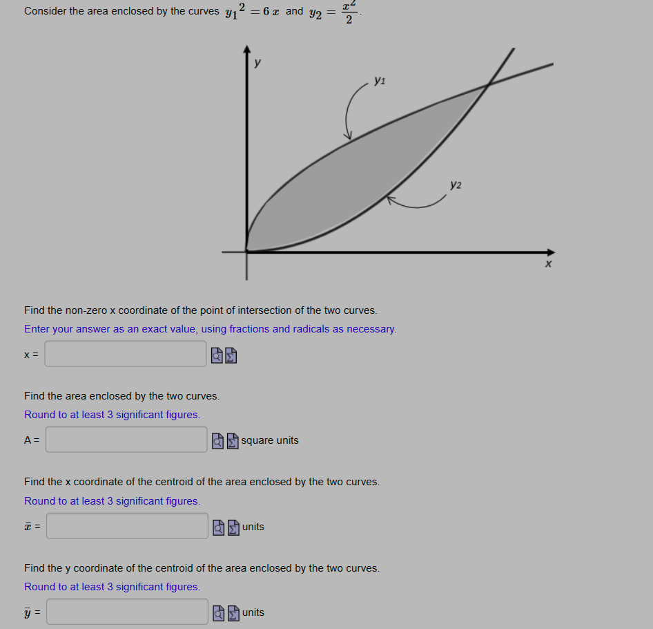 Solved Consider the area enclosed by the curves y12=6x ﻿and | Chegg.com