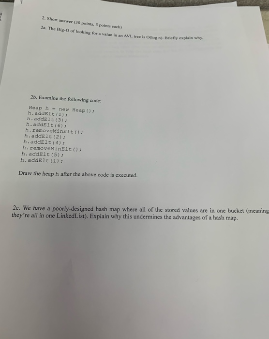 Solved 2. Short answer (30 points, 5 points cach) 20. The | Chegg.com