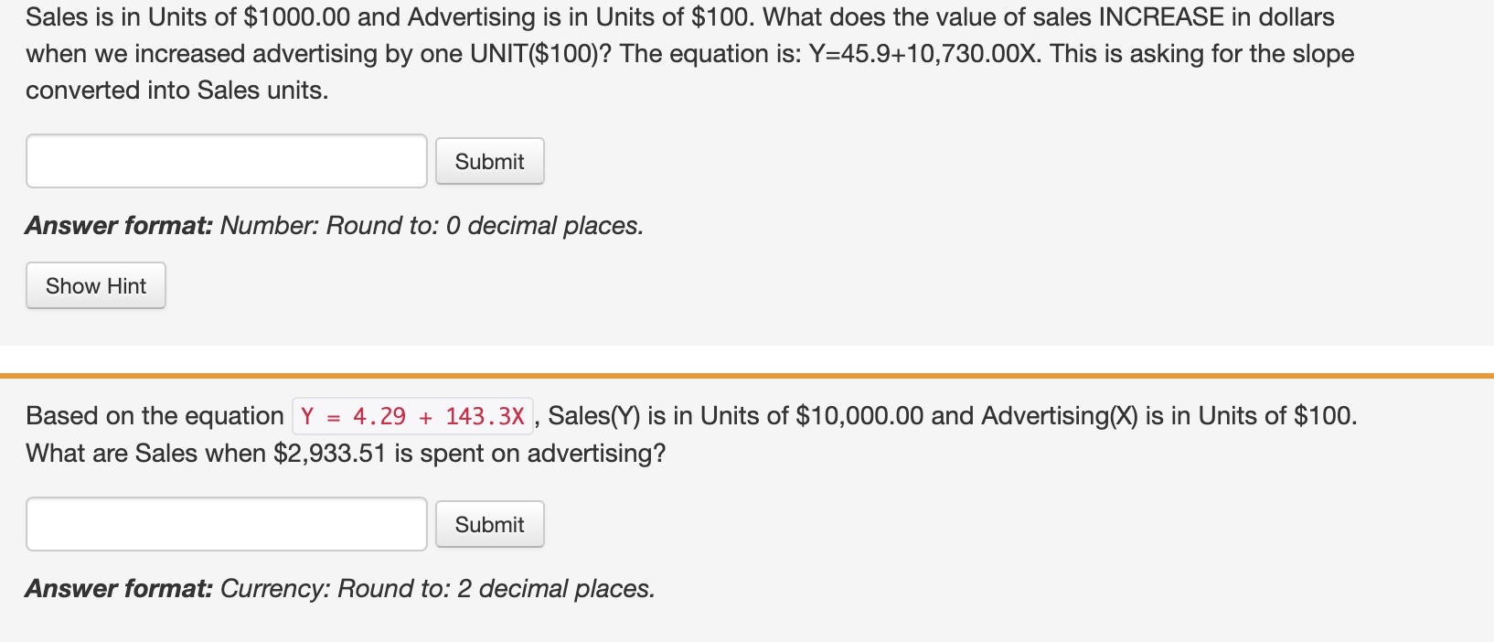 Solved Sales is in Units of $1000.00 ﻿and Advertising is in | Chegg.com