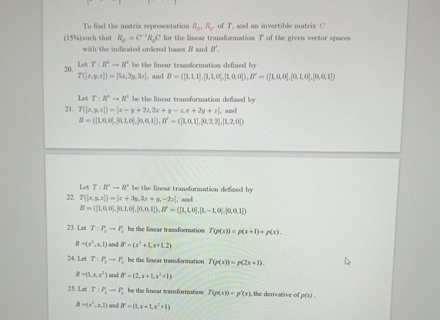 Solved To find the matrix representation Rn,Rn ﻿of T, ﻿and | Chegg.com