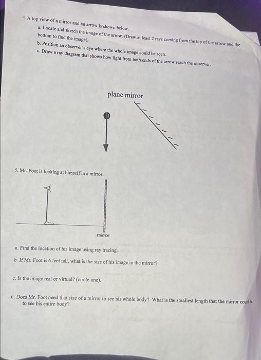 Solved Law of Reflection Worksheet 2 laser pointer 1. Use a | Chegg.com