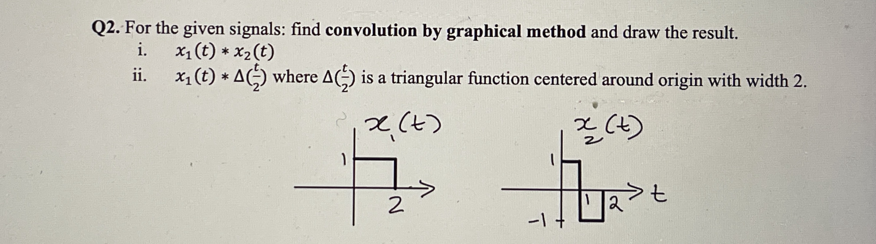 Solved Q2. ﻿For the given signals: find convolution by | Chegg.com