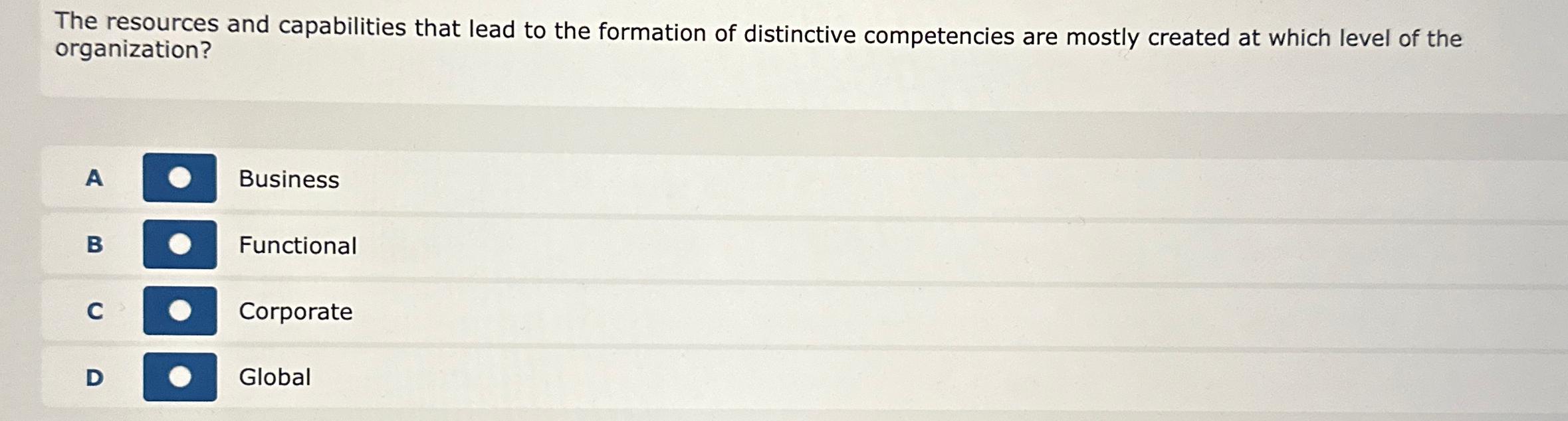 Solved The resources and capabilities that lead to the | Chegg.com