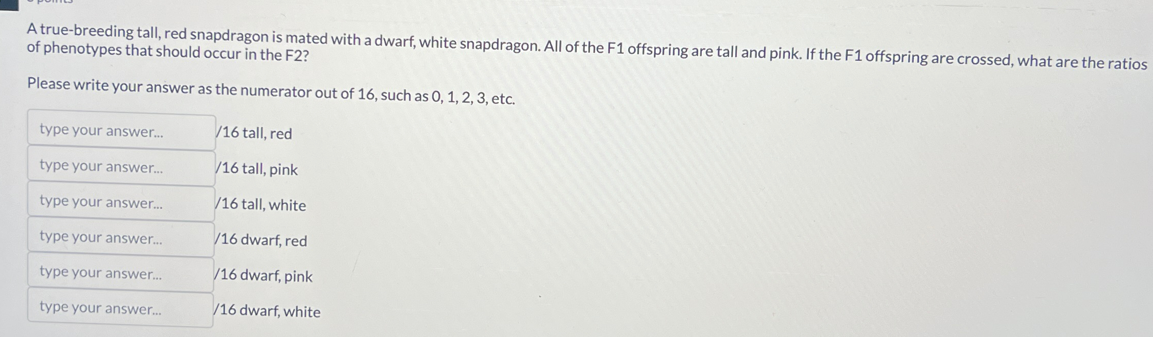 Solved A true-breeding tall, red snapdragon is mated with a | Chegg.com