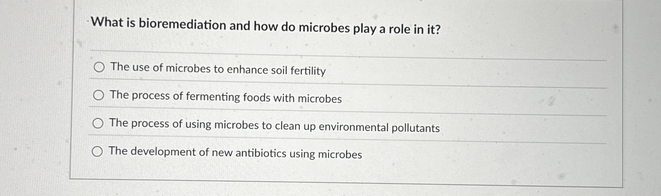 Solved What is bioremediation and how do microbes play a | Chegg.com