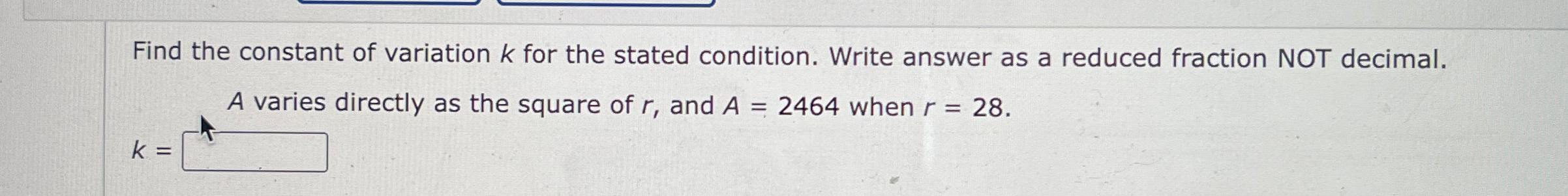 Solved Find the constant of variation k ﻿for the stated | Chegg.com