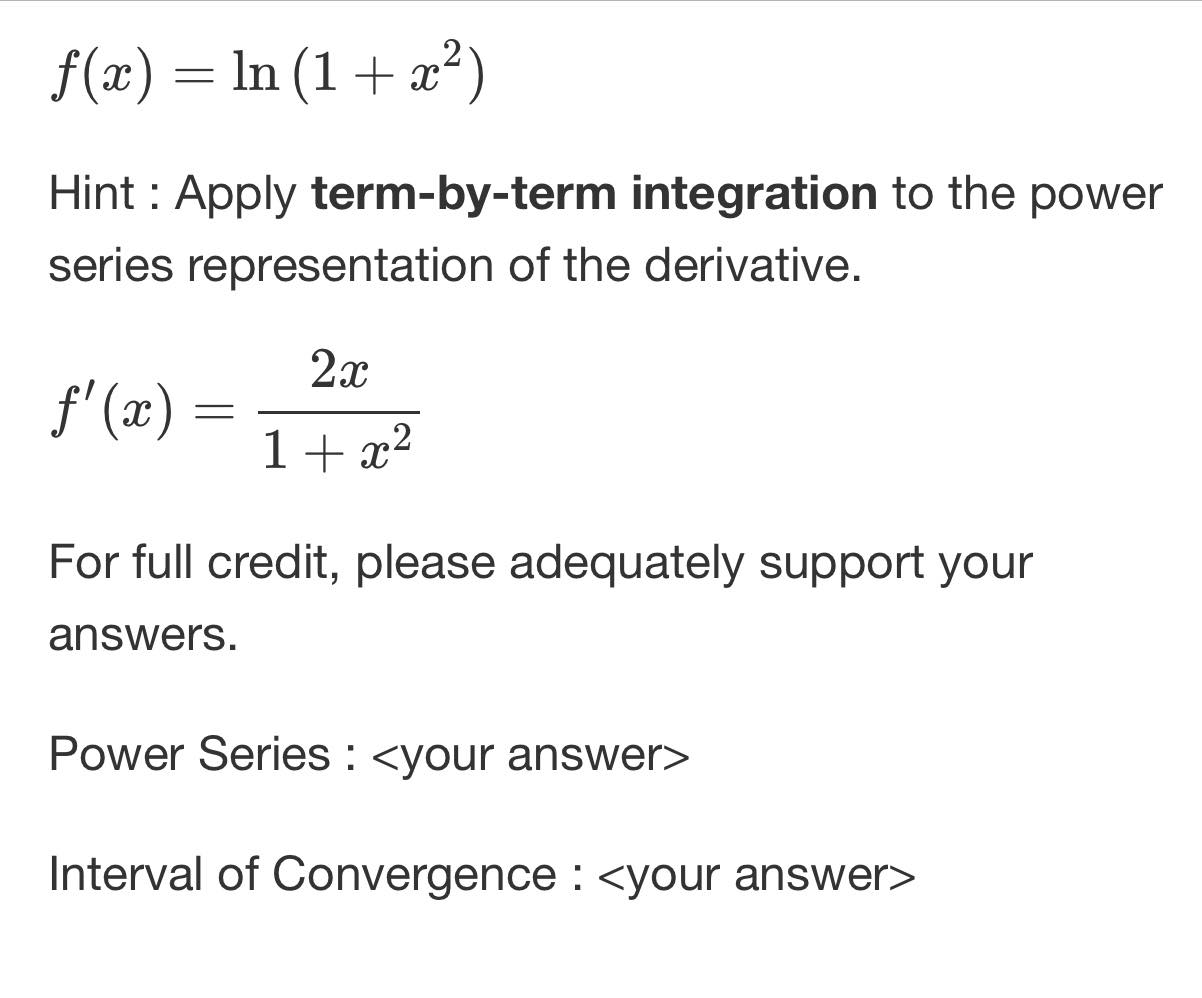 Solved Problem 7(Fill in the Blank) ﻿: Find the power series | Chegg.com