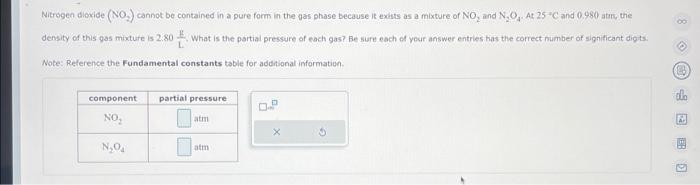 Solved Nitrogen dioxide (NO₂) cannot be contained in a pure | Chegg.com
