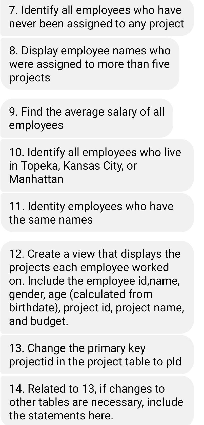 Solved Given the following tables: employee(employeeid, | Chegg.com