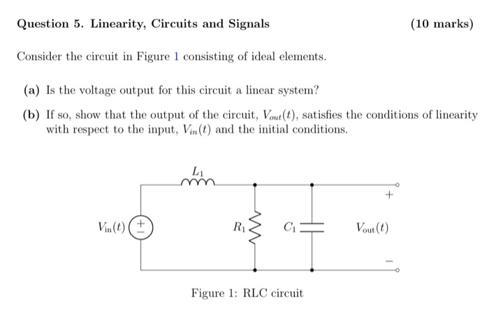 Solved Question 5. Linearity, Circuits and Signals (10 | Chegg.com
