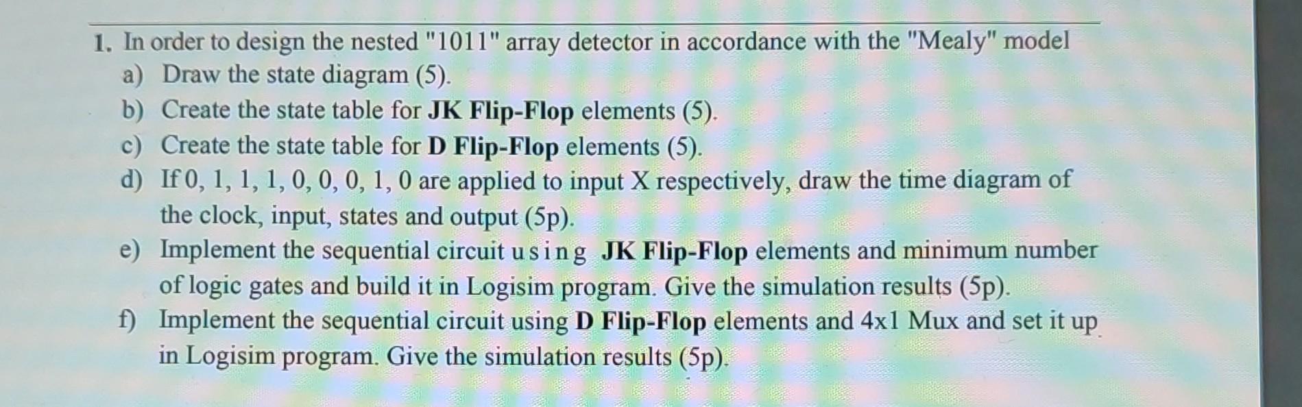 Solved 1. In order to design the nested "1011" array | Chegg.com