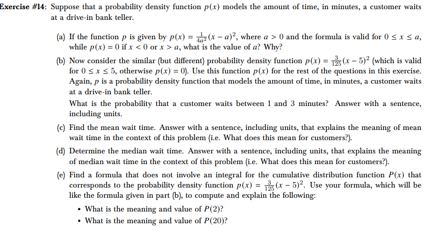 Solved Suppose that a probability density function 𝑝(𝑥) | Chegg.com