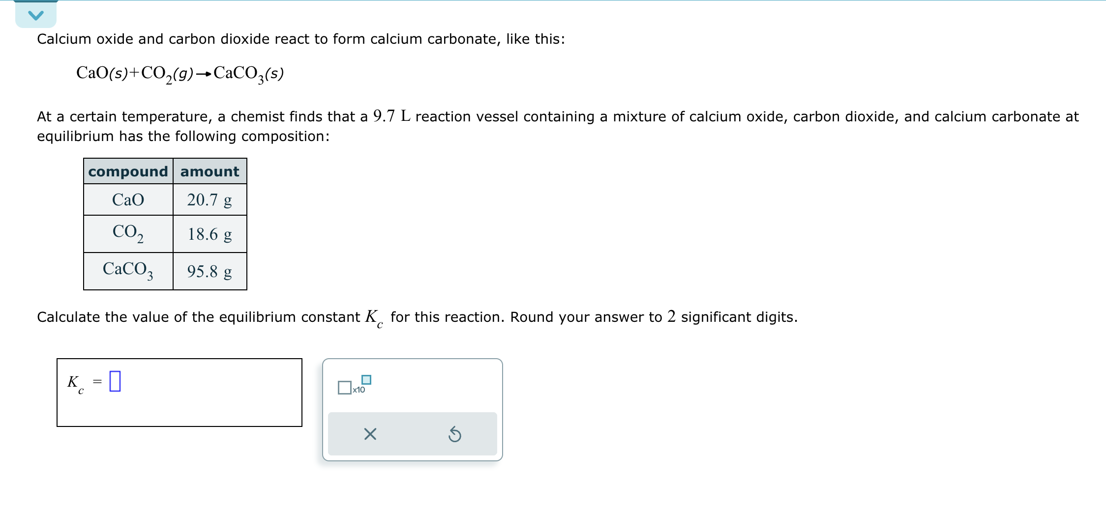 Solved Calcium oxide and carbon dioxide react to form | Chegg.com