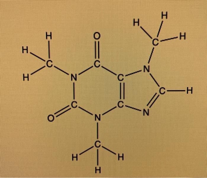 Solved for the molecular structure of caffeine, label the | Chegg.com
