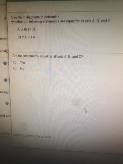 Solved Use Venn diagrams to determine whether the following | Chegg.com