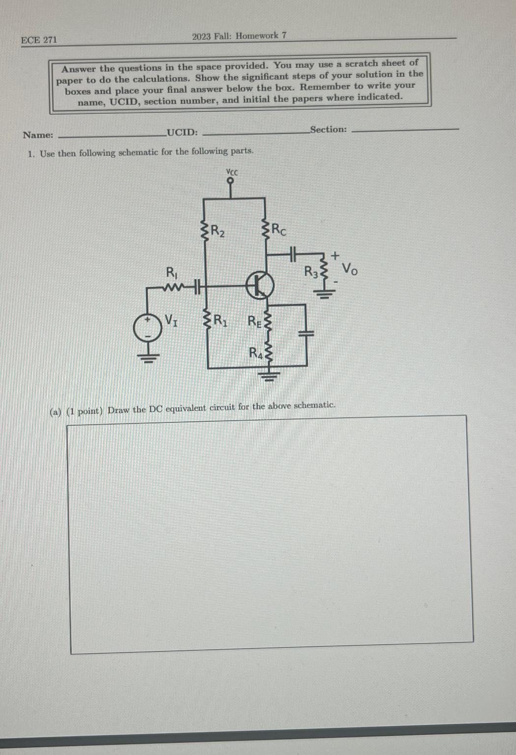 Solved ECE 2712023 ﻿Fall: Homework 7Answer the questions in | Chegg.com
