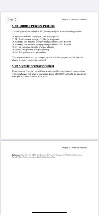 Solved Cost-Shifting Practice Problem Assume your | Chegg.com