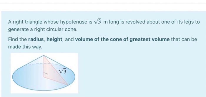 Solved A right triangle whose hypotenuse is 3 m long is | Chegg.com