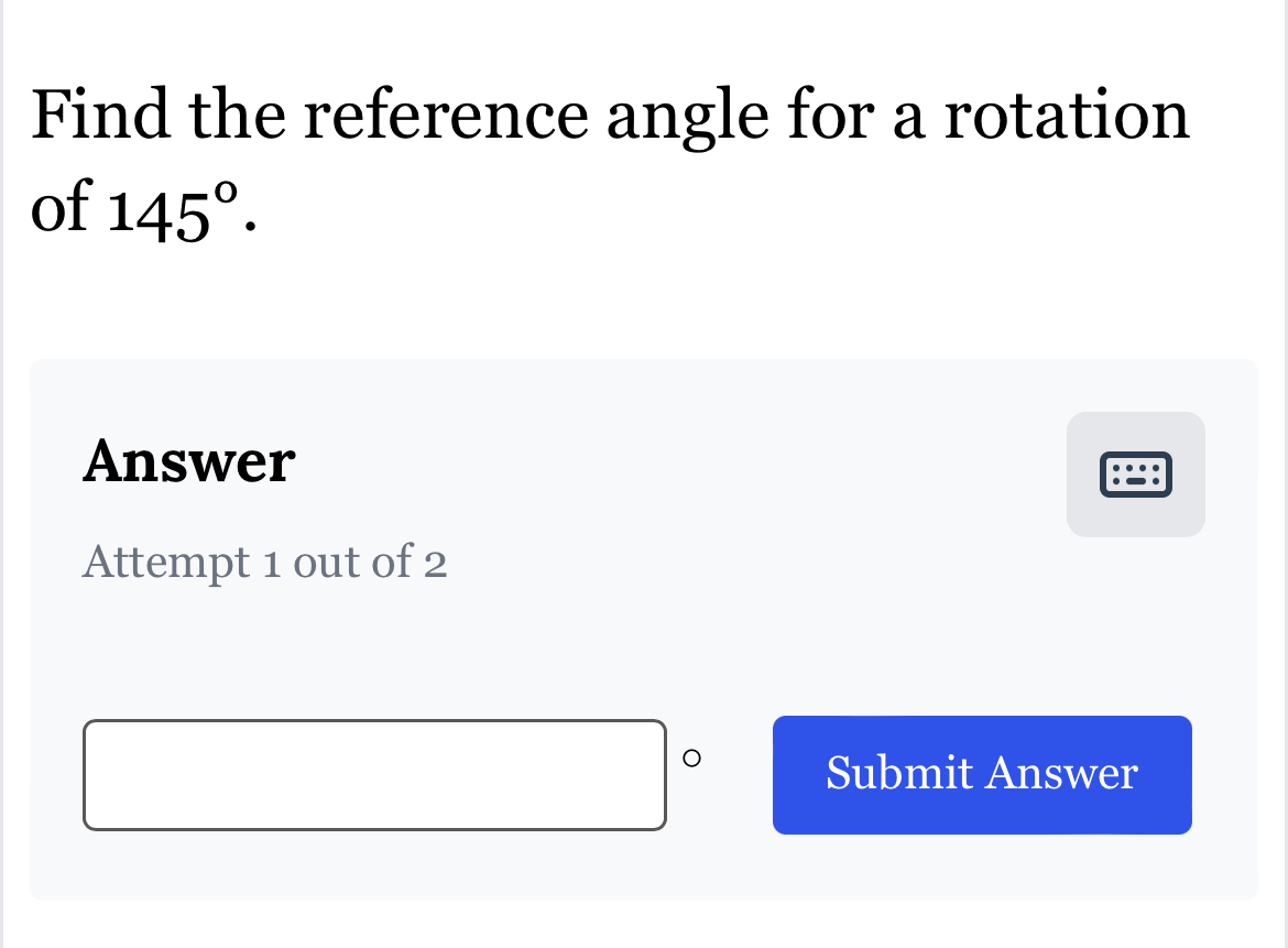 Solved Find the reference angle for a rotation of | Chegg.com
