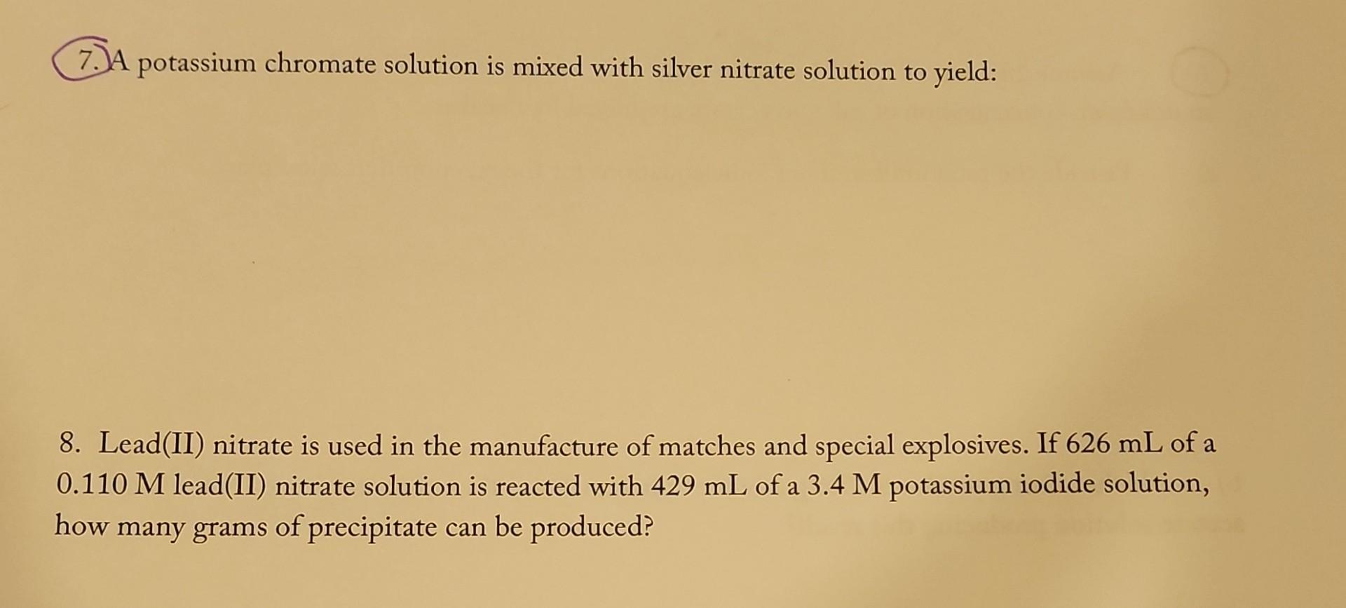 Solved (Problems 4-7) From the following mixtures in water, | Chegg.com