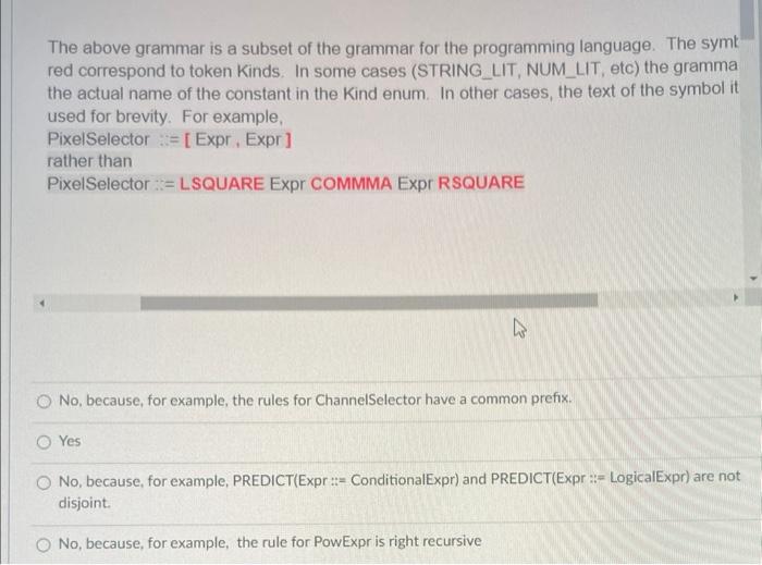 Solved Consider the expression grammar for assignment 1 | Chegg.com