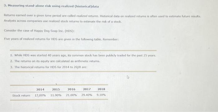 Solved 3. Measuring stand-alone risk using realized | Chegg.com