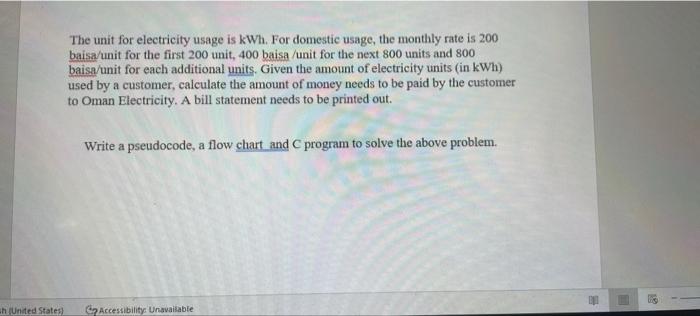 Solved The unit for electricity usage is kWh. For domestic | Chegg.com