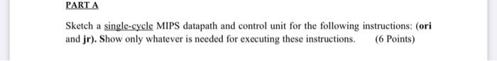 PART A Sketch a single-cycle MIPS datapath and | Chegg.com