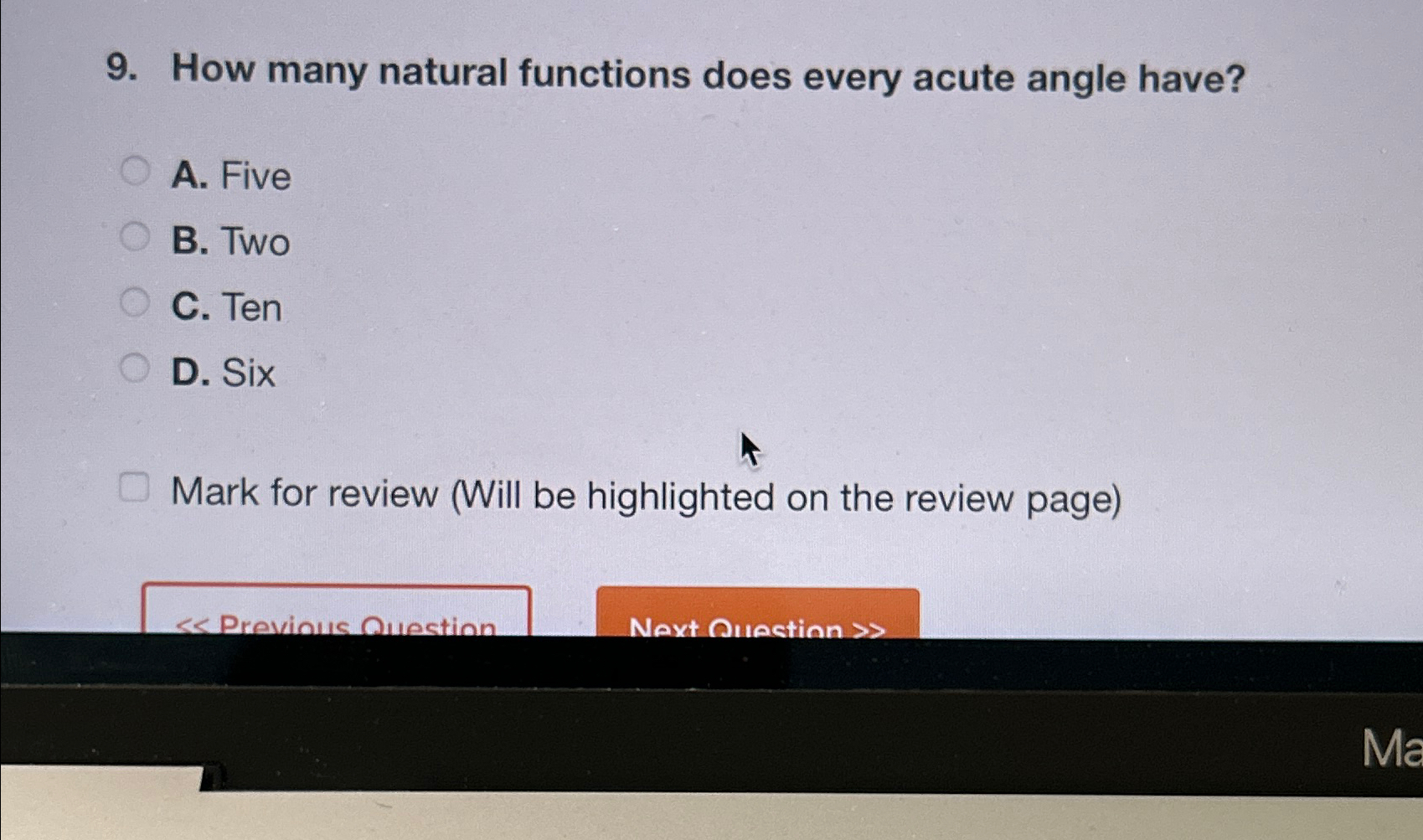 Solved How many natural functions does every acute angle | Chegg.com