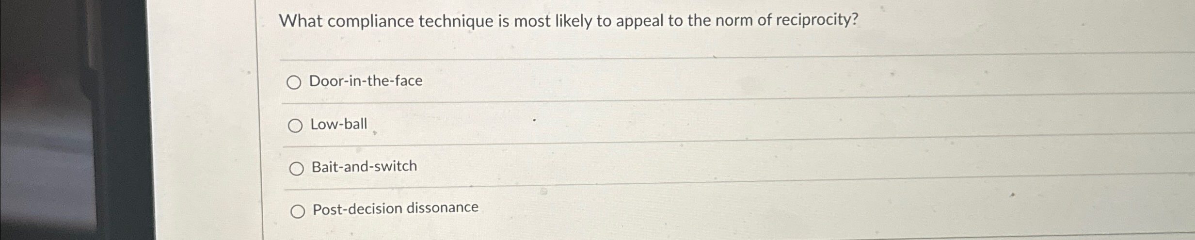 Solved What compliance technique is most likely to appeal to | Chegg.com